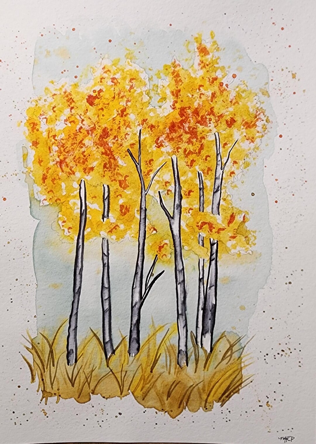 Aspen Trees Watercolor Painting - Etsy