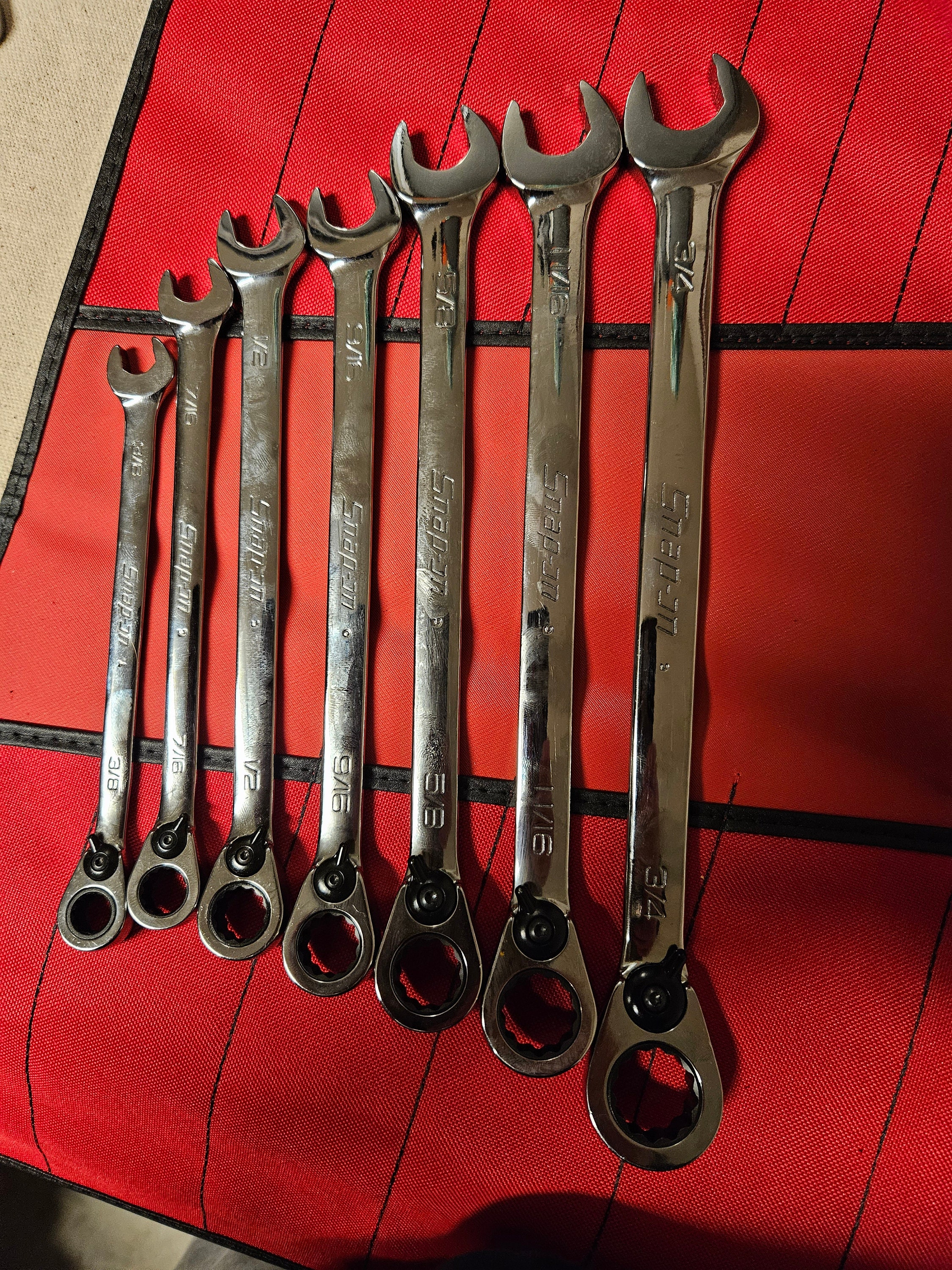 Snap on 7 Piece 12 point SAE Reversible Ratcheting Combination Wrench Set 3 83 4 Part SOXRR707 Etsy