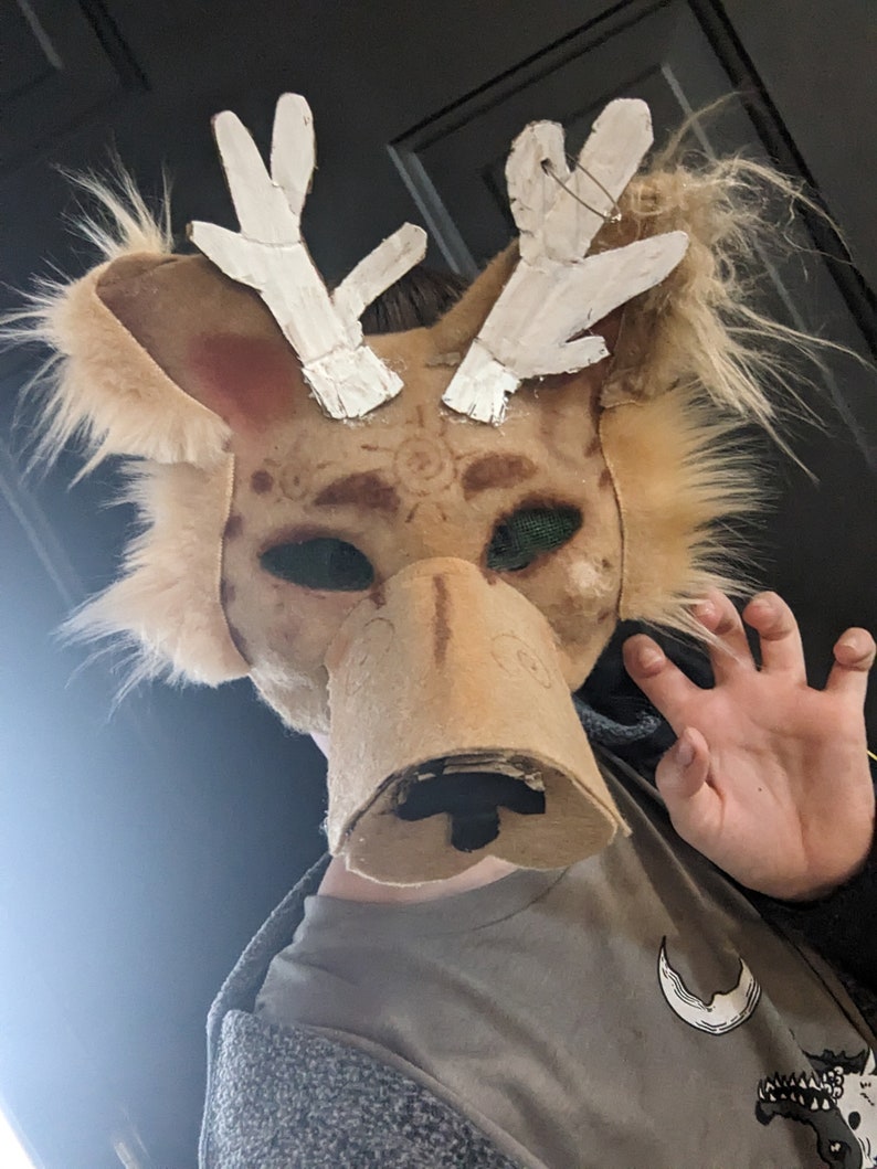 Therian Deer Mask Buck handmade Felted - Etsy