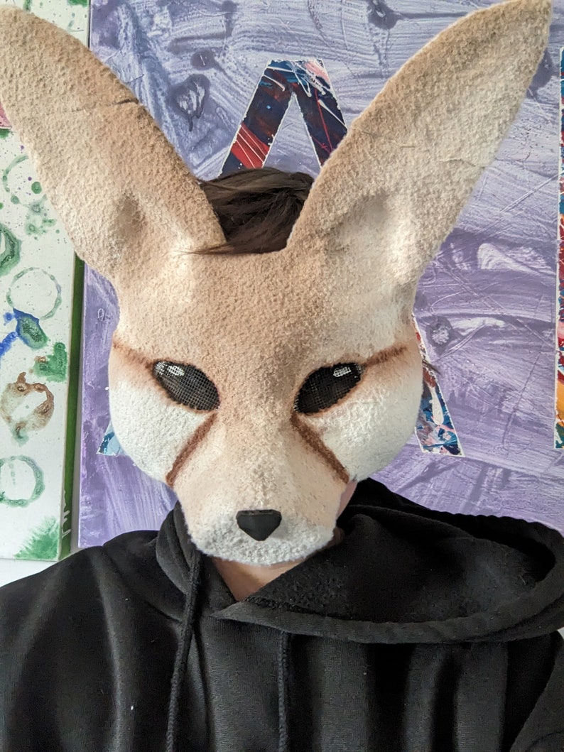 Fennec Fox Mask - Black Mesh Eyes - Hand Painted -reqdu to Find a New ...