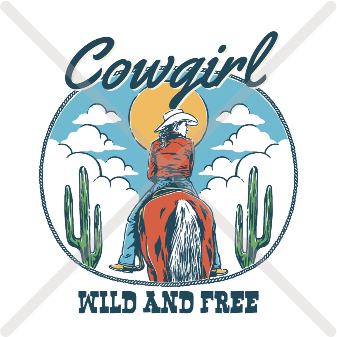 Cowgirl Wild and Free Western Landscape SVG PNG - Etsy