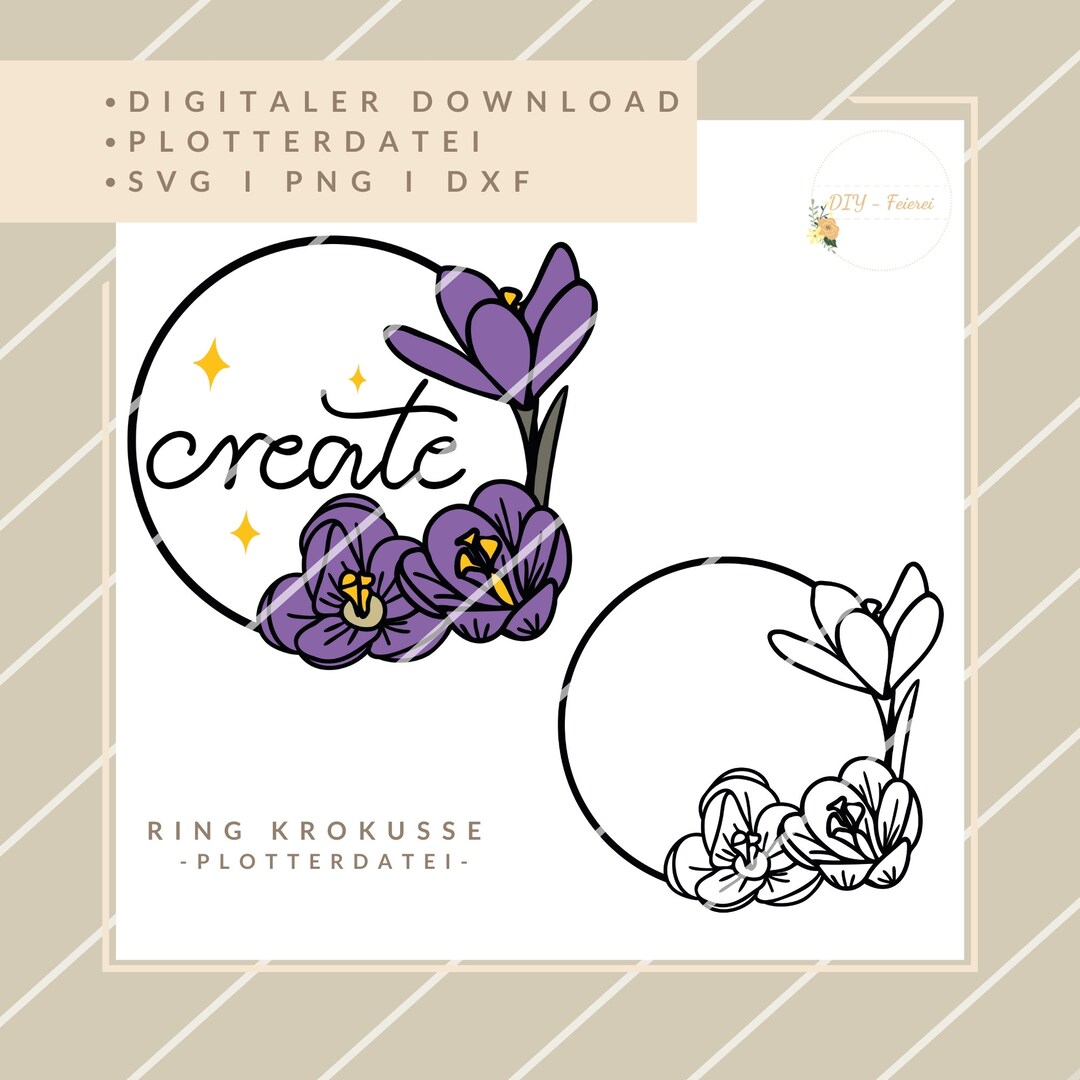 Plotter File Crocus Flower Ring - SVG, PNG, DXF - Digital Download - Etsy