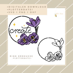 Plotter File Crocus Flower Ring - SVG, PNG, DXF - Digital Download - Etsy