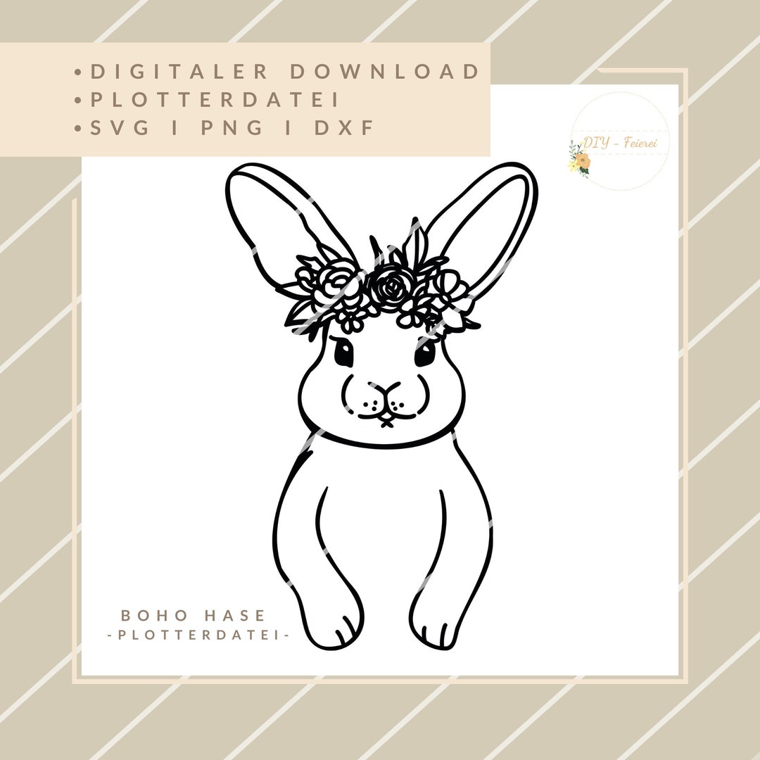 Plotter File Rabbit "boho" - SVG, PNG, DXF - Digital Download - - Etsy
