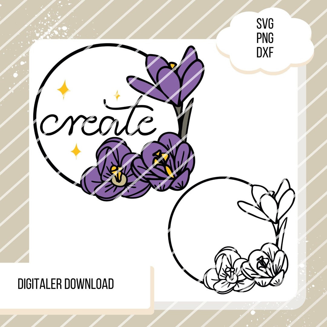 Plotter File Crocuses Flower Ring SVG, PNG, DXF Digital Download - Etsy ...