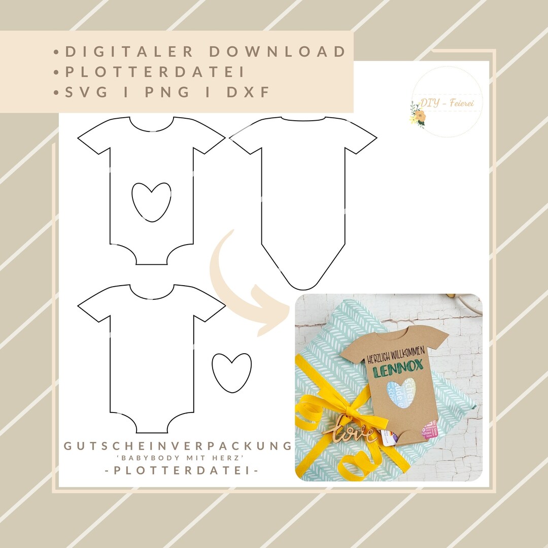 Plotter File Baby Body Voucher Packaging Baby Shower SVG, PNG, DXF ...