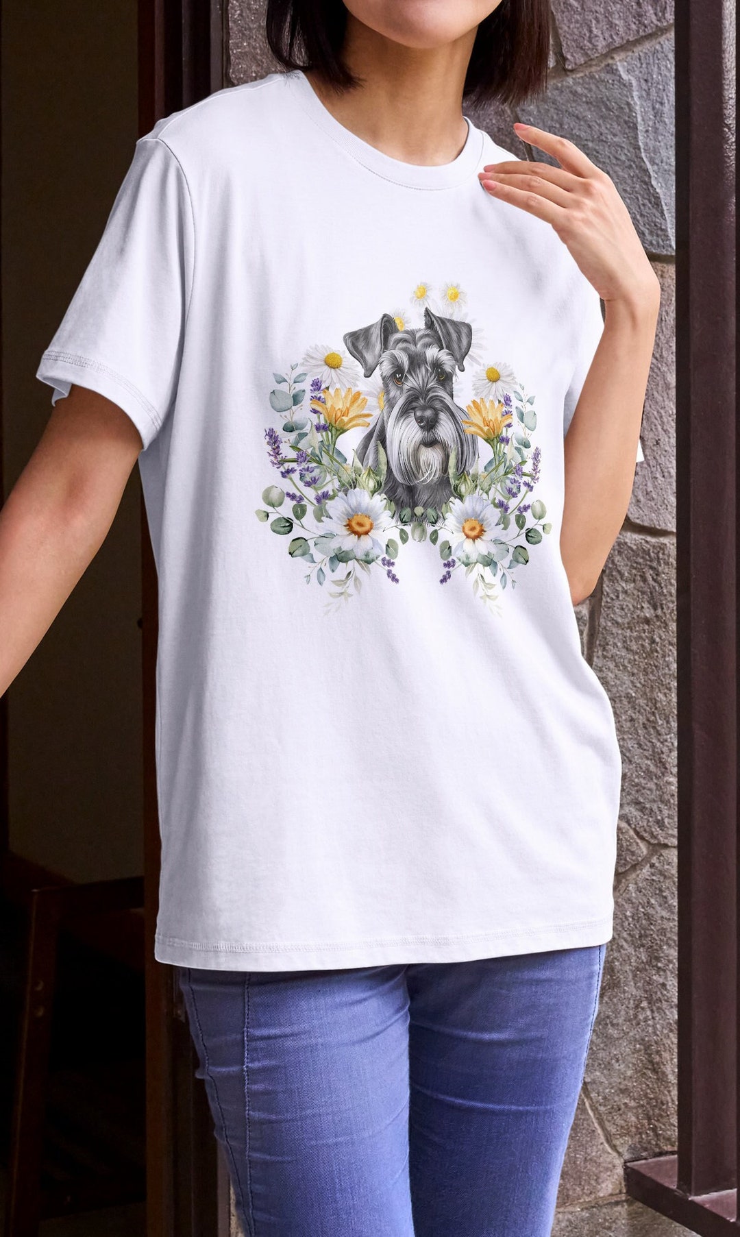 Wildflowers Vintage Floral Schnauzer Shirt Dog Shirt Gift for Nature ...