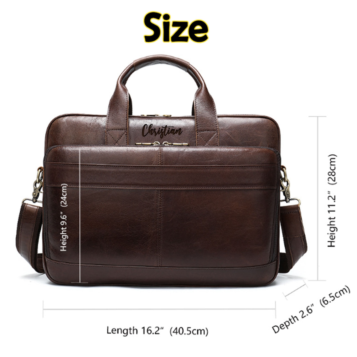 Personalized Leather Briefcase Laptop Bag, Custom Engrave Messenger Bag ...