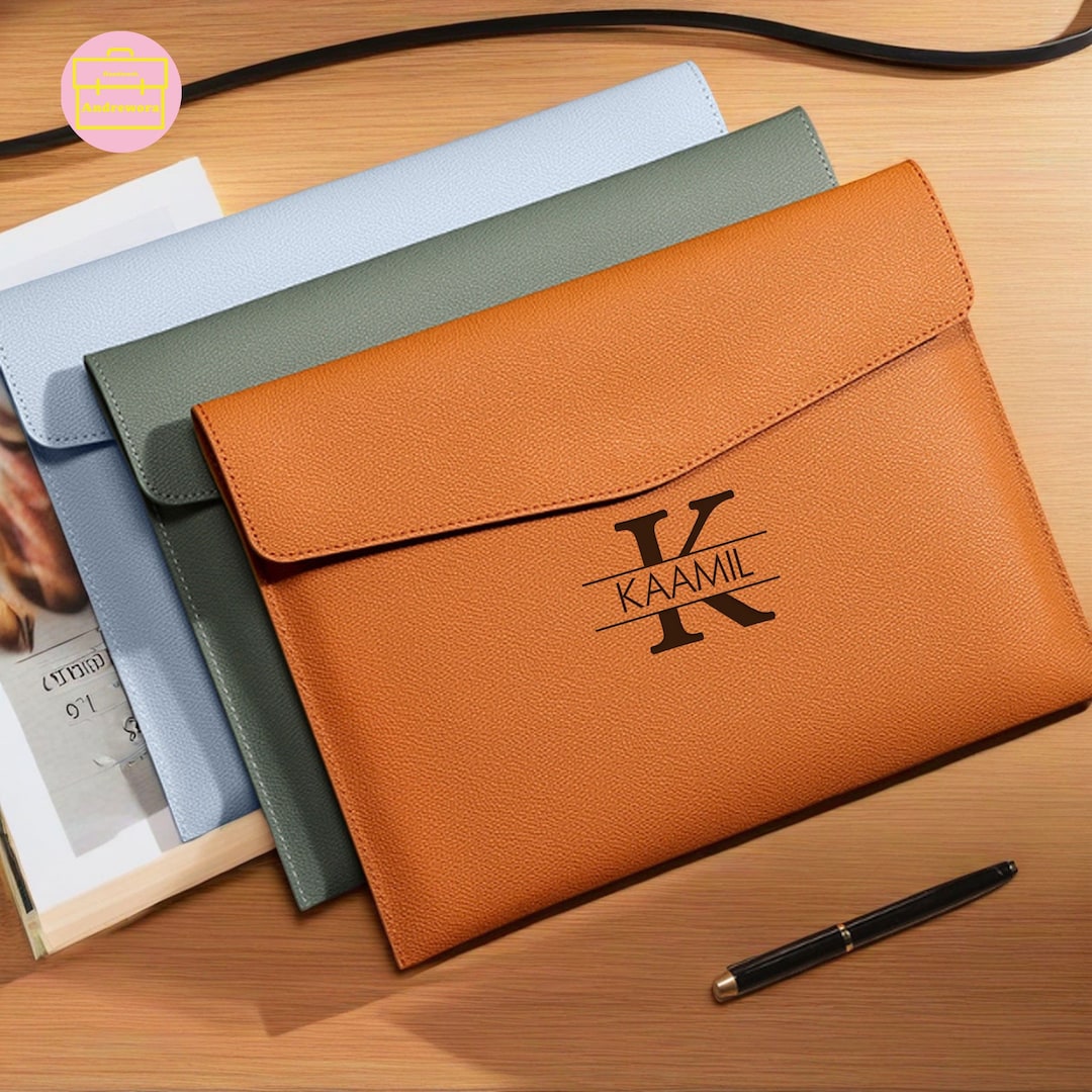 Personalized Leather File Folder Custom Leather Document Case Engrave Name Travel Document