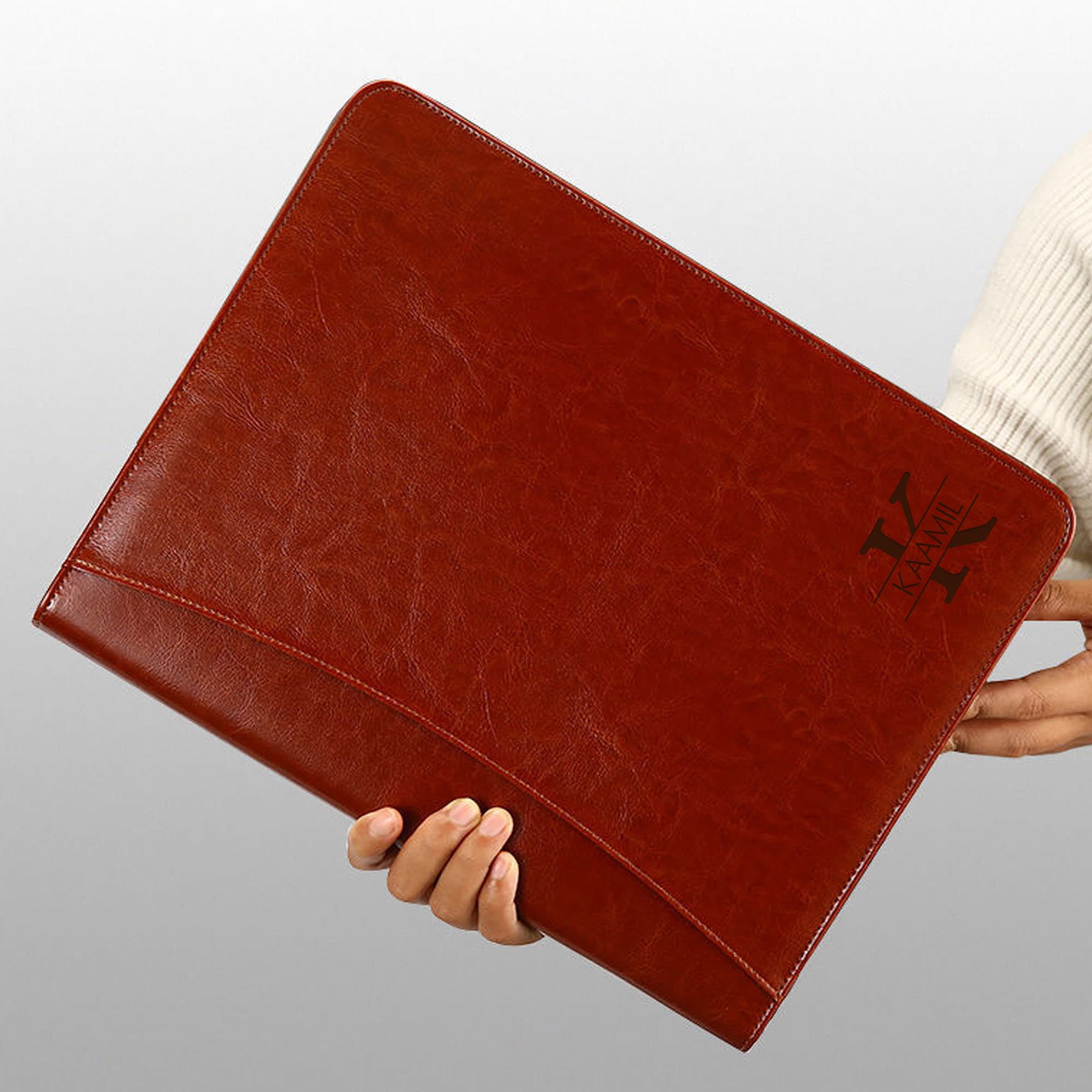 Personalized Leather Portfolio, Custom Portfolio With Zipper, Custom ...