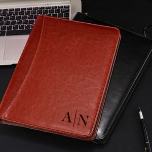 Personalized Leather Portfolio, Custom Portfolio With Zipper, Custom ...