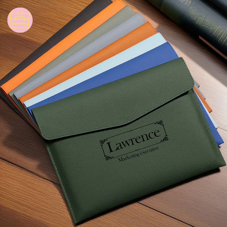 Personalized Leather File Folder, Custom Leather Document Case, Engrave ...