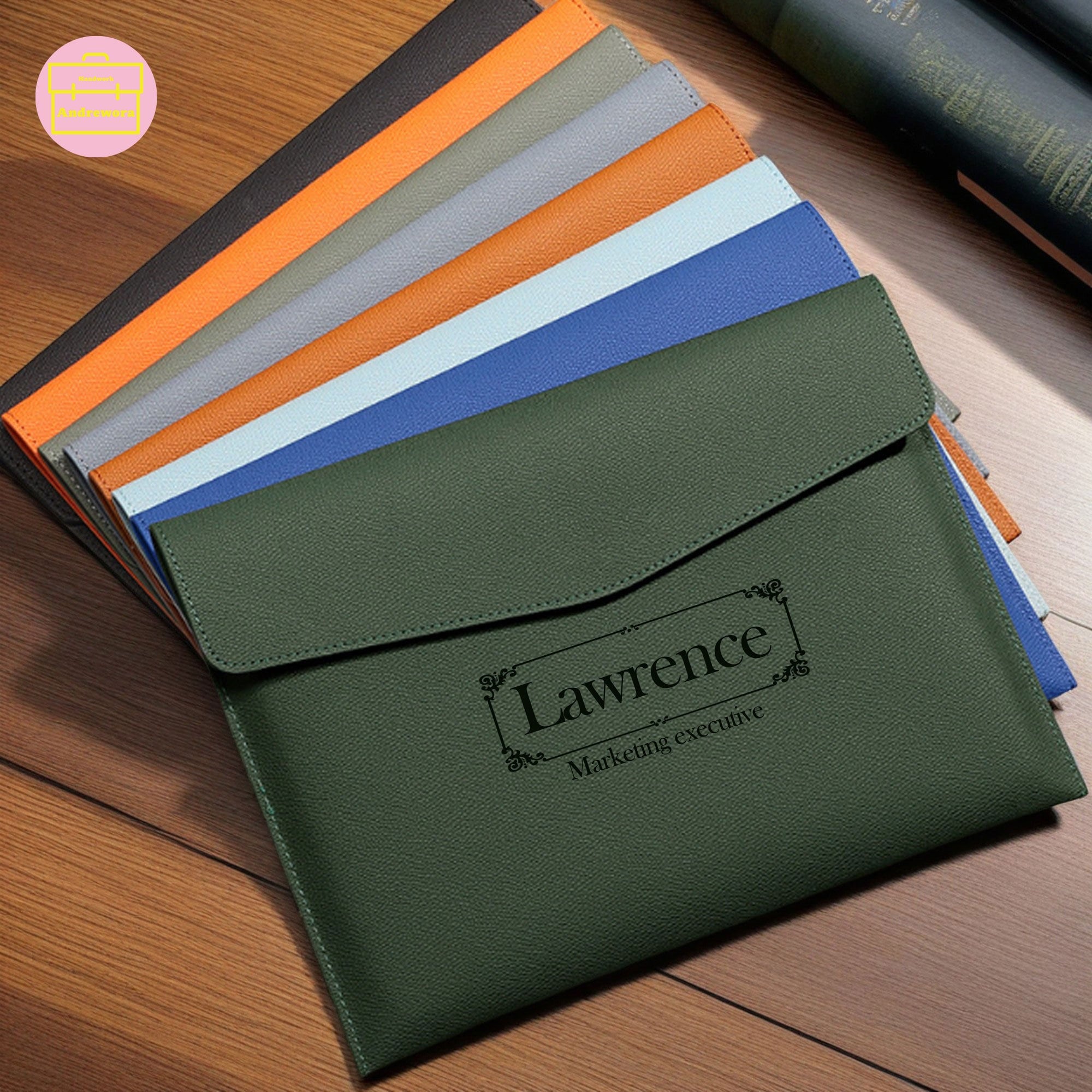 Personalized Leather File Folder, Custom Leather Document Case, Engrave ...