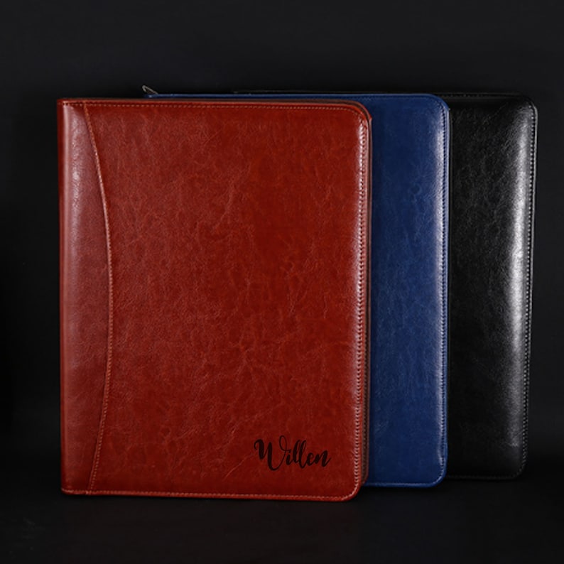 Personalized Leather Portfolio, Custom Portfolio With Zipper, Custom ...