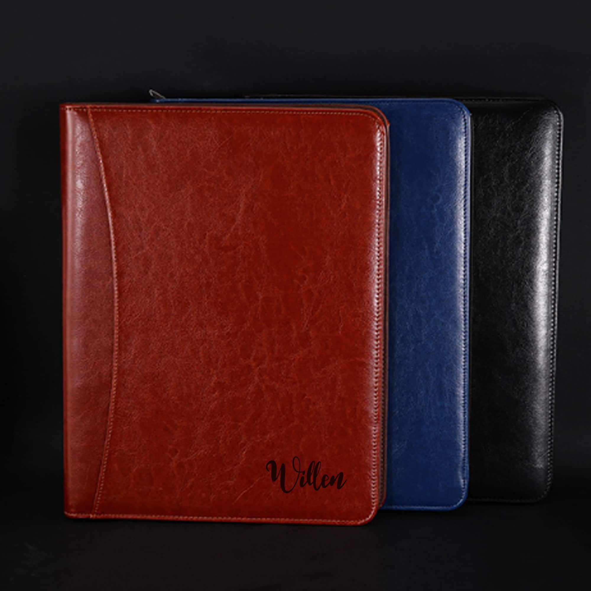 Personalized Leather Portfolio, Custom Portfolio With Zipper, Custom ...