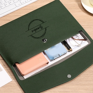 Personalized Leather File Folder, Custom Leather Document Case, Engrave ...