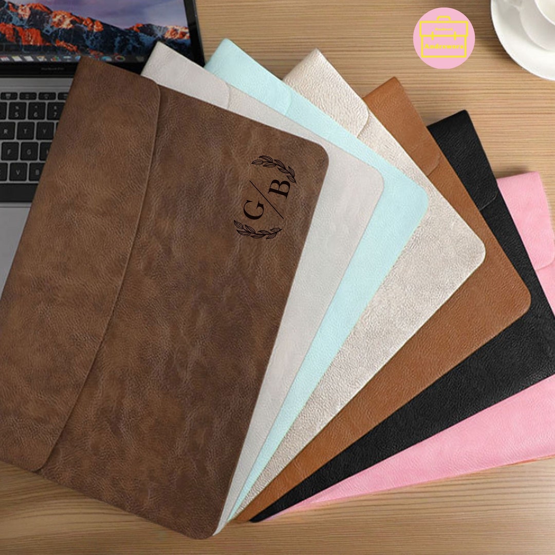 Personalized Leather Laptop Sleeve Case Bag With Document Holder ...