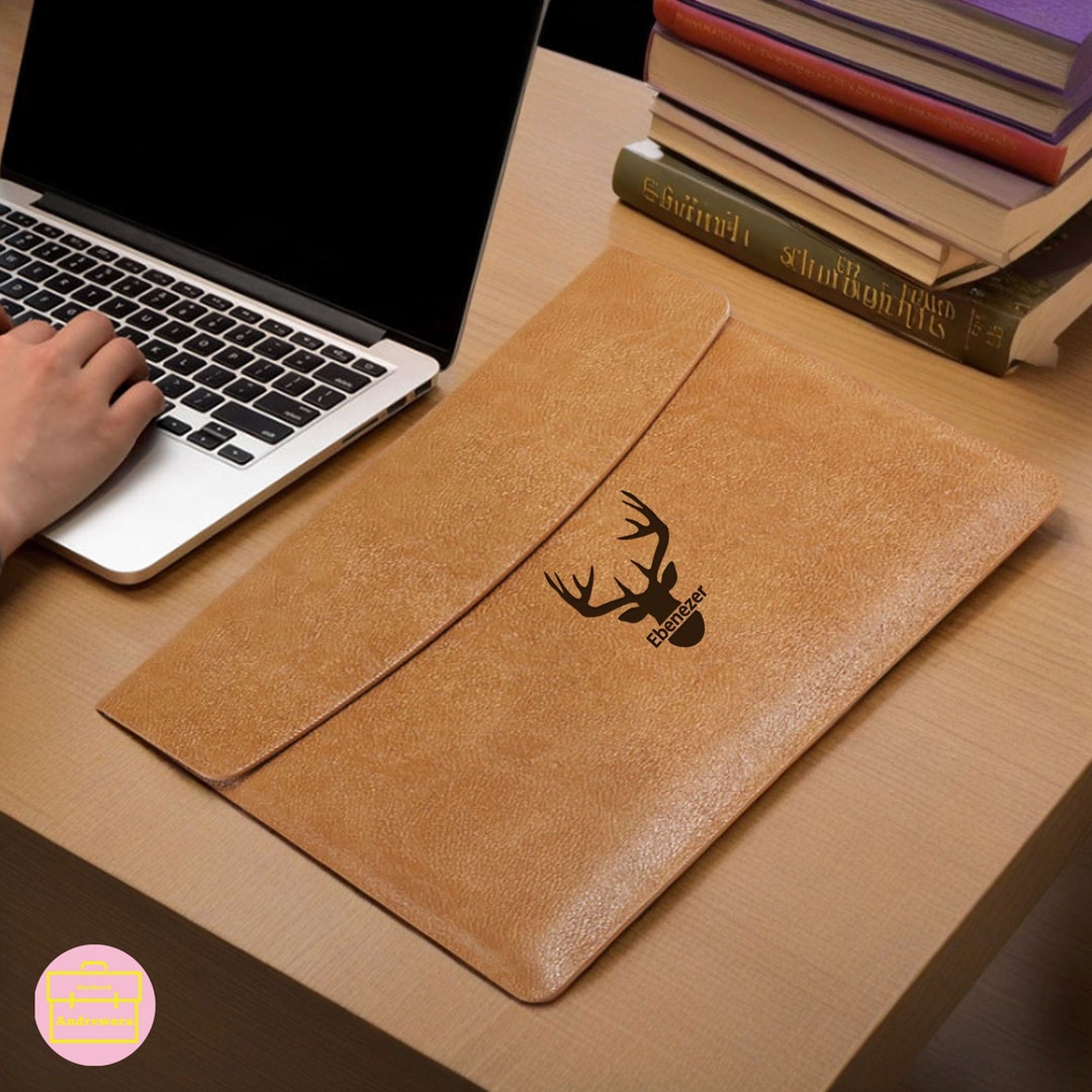 Personalized Leather Laptop Sleeve Case Bag With Document Holder ...