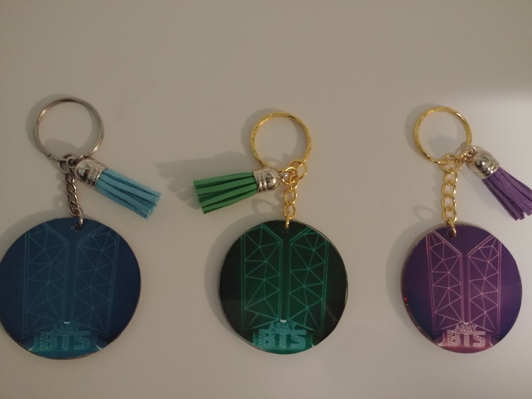 BTS Logo Resin and Glitter Keychains, Choice of Colors. BTS Bag Charm ...
