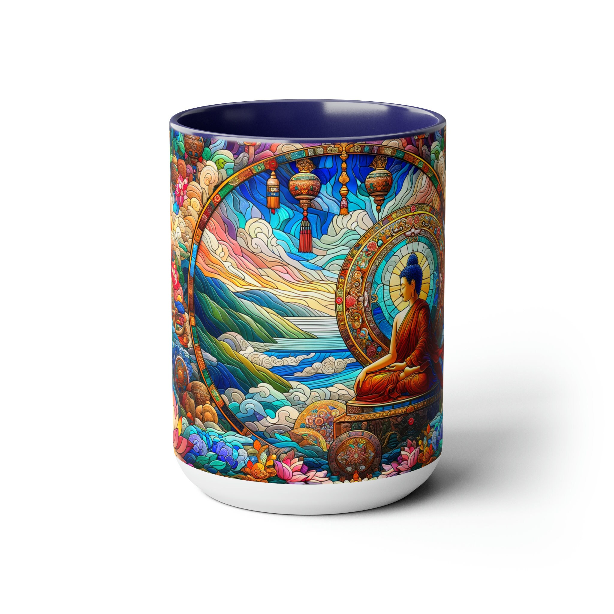 Stained Glass Buddha Mug – Zen Meditation Drinkware, Spiritual Gift for ...