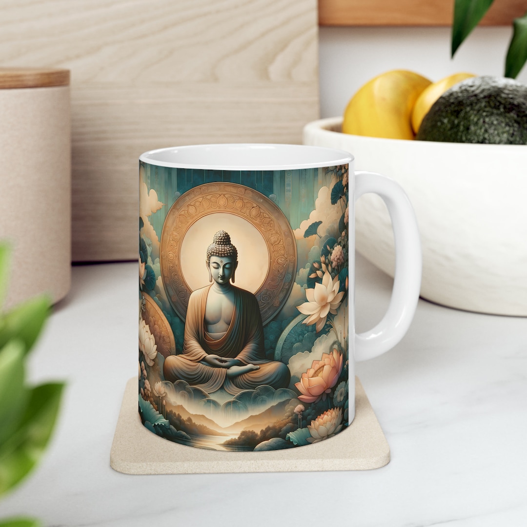 Buddha Inspired Mug, Mindfulness Coffee Cup, Serene Buddha Tea Mug ...