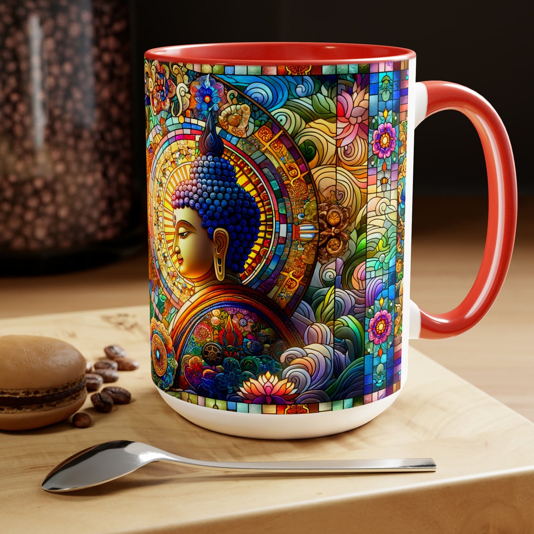 Stained Glass Buddha Mug – Zen Meditation Drinkware, Spiritual Gift for ...