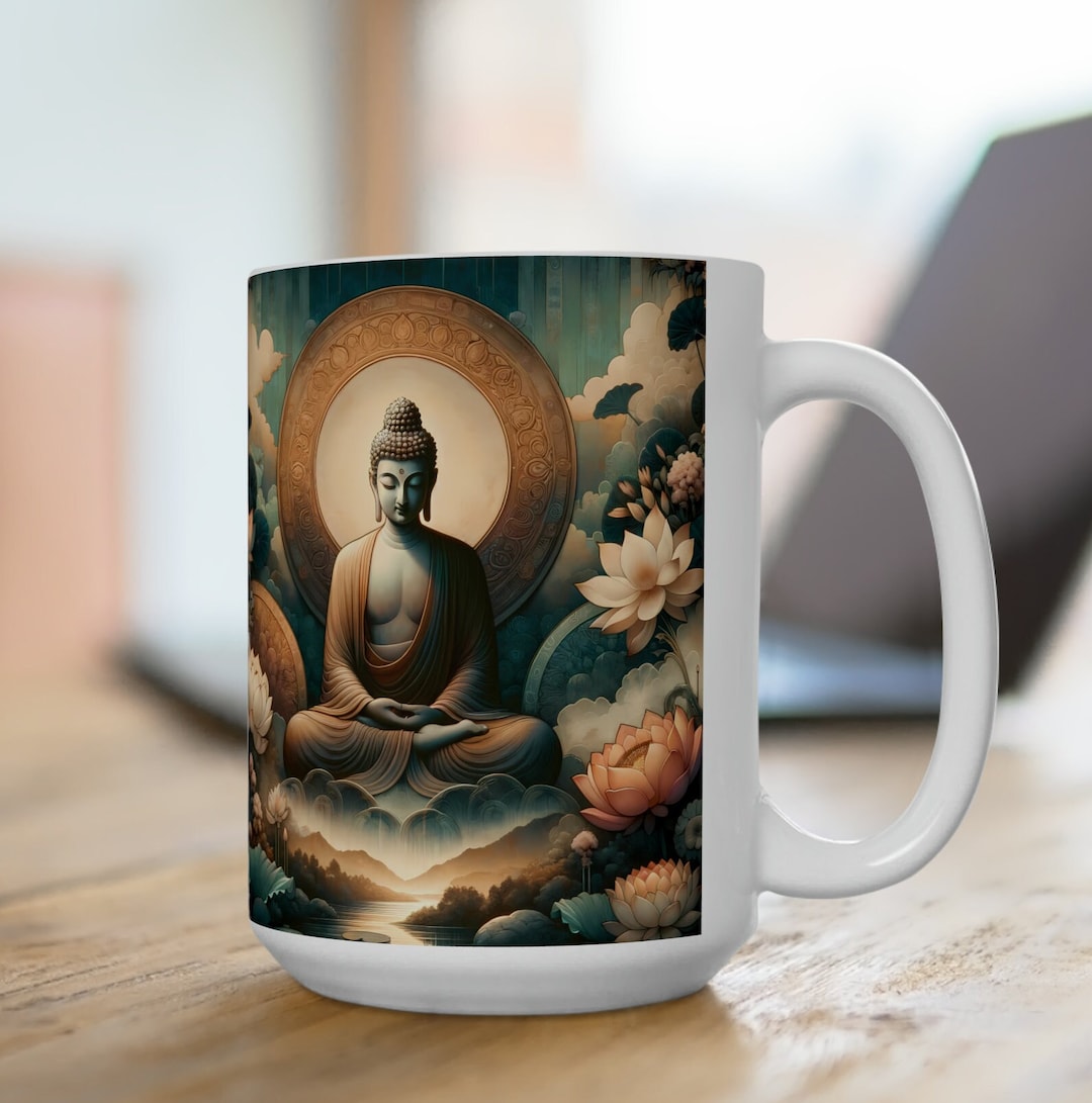 Buddha Inspired Mug, Mindfulness Coffee Cup, Serene Buddha Tea Mug ...