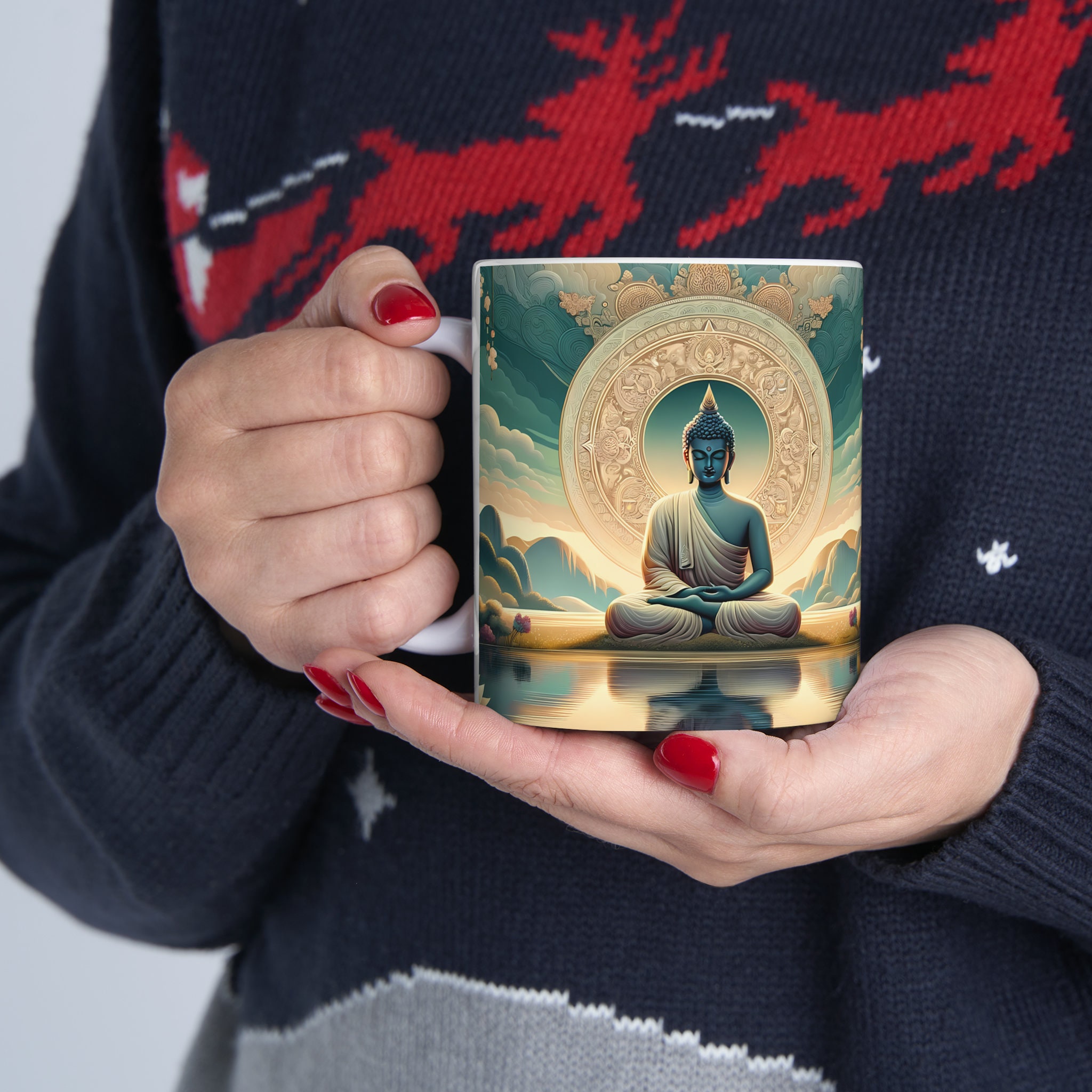 Buddha Inspired Mug, Mindfulness Coffee Cup, Serene Buddha Tea Mug ...