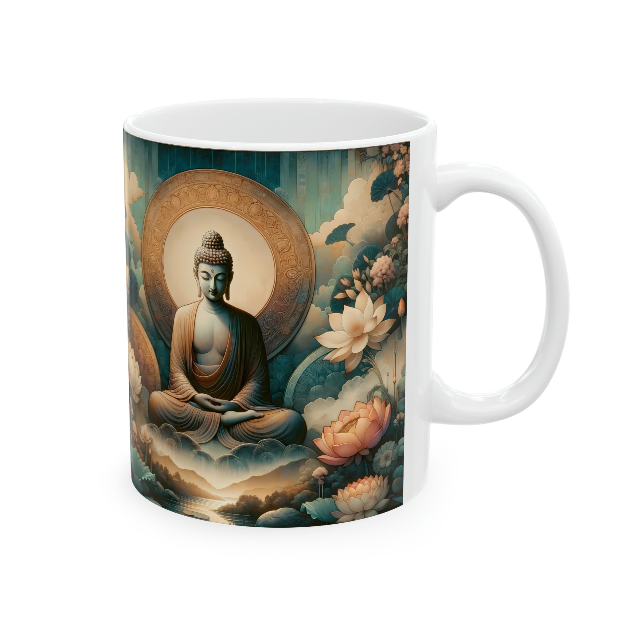 Buddha Inspired Mug, Mindfulness Coffee Cup, Serene Buddha Tea Mug ...