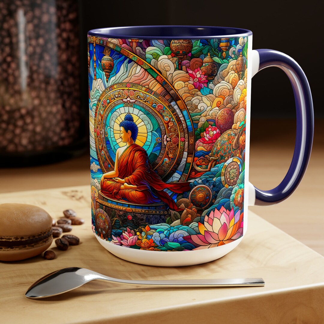 Stained Glass Buddha Mug – Zen Meditation Drinkware, Spiritual Gift for ...