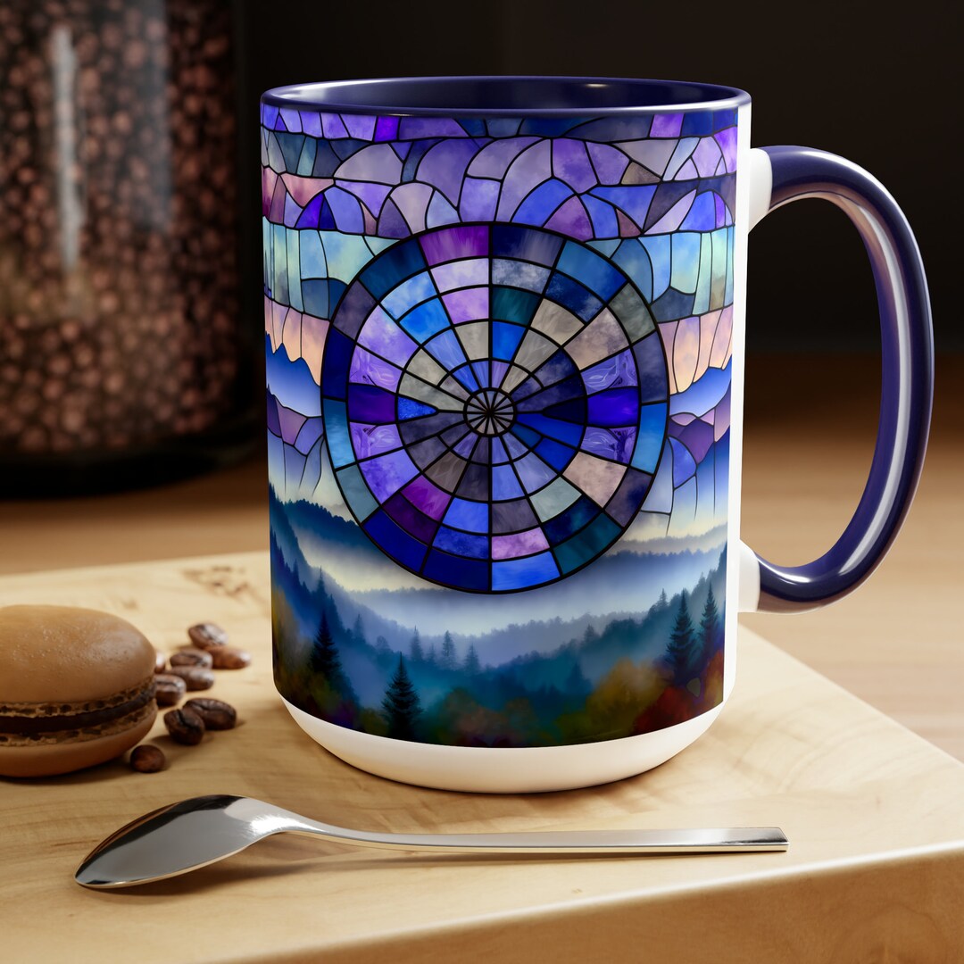 Stained Glass Medicine Wheel Mug, Mountain Landscape Coffee Cup ...