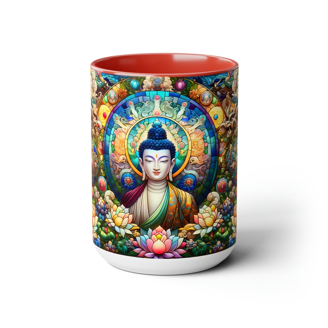 Stained Glass Buddha Mug – Zen Meditation Drinkware, Spiritual Gift for ...