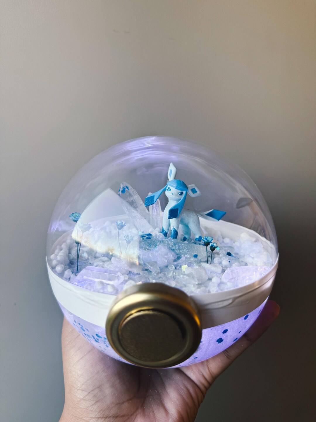 GLACEON (large 5.5inch) Pokeball Diorama Terrarium Special Edition With ...