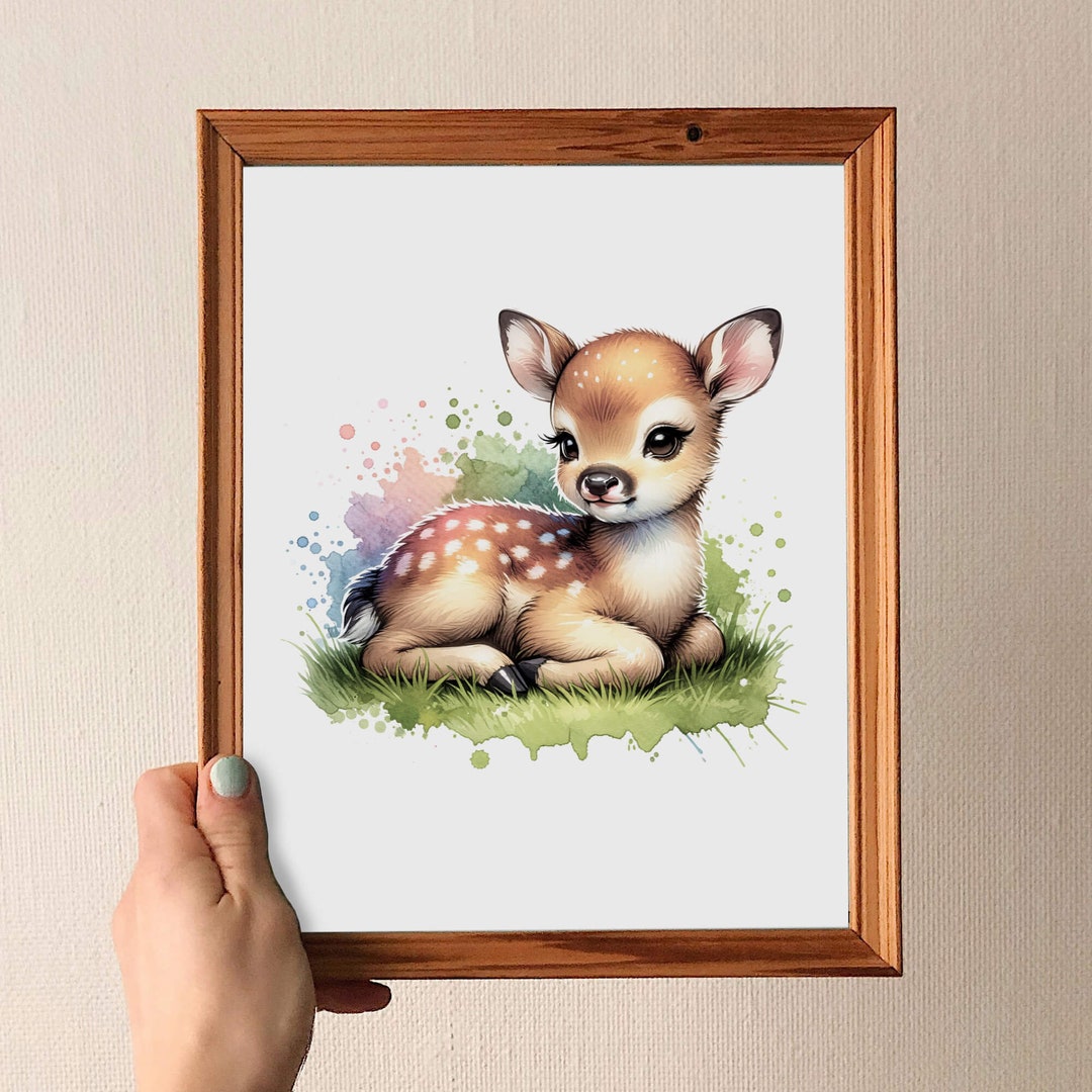 Cute Baby Deer Nursery Poster, Animals Nursery Print, Cute Deer Print ...