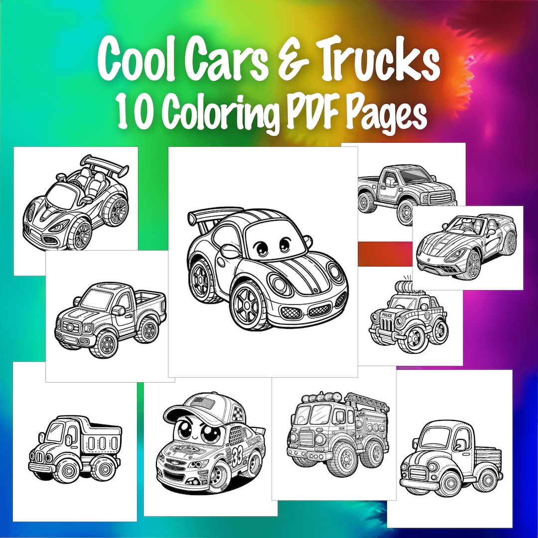 10 Cool Cars & Trucks Coloring Pages, Printable Coloring Pages, Car ...