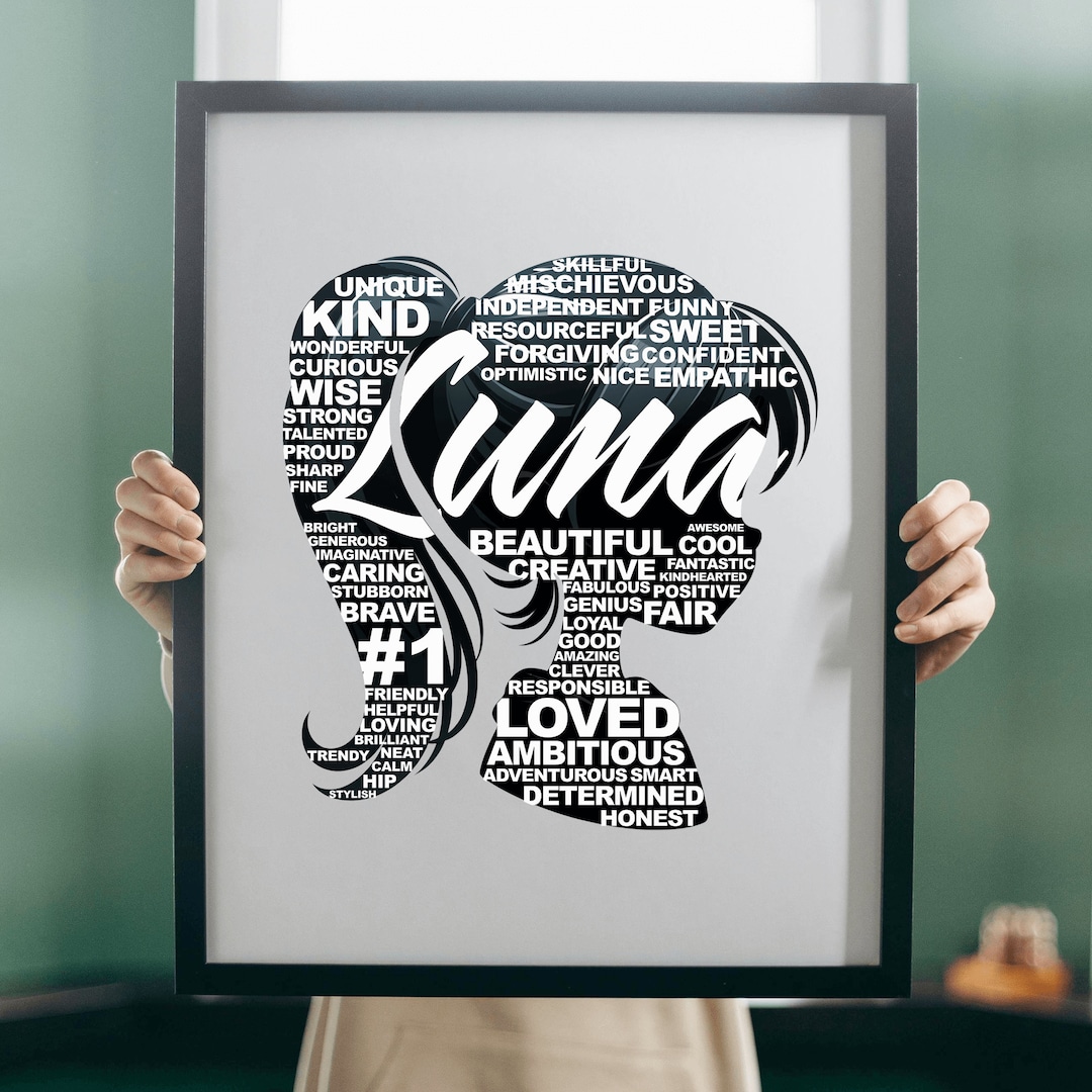 Luna – Name Poster Print Files, Name Poster Luna, Kids Room Poster ...