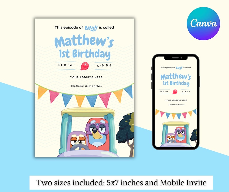 EDITABLE Grannies Birthday Invitation // Bluey Birthday Invitation - Etsy