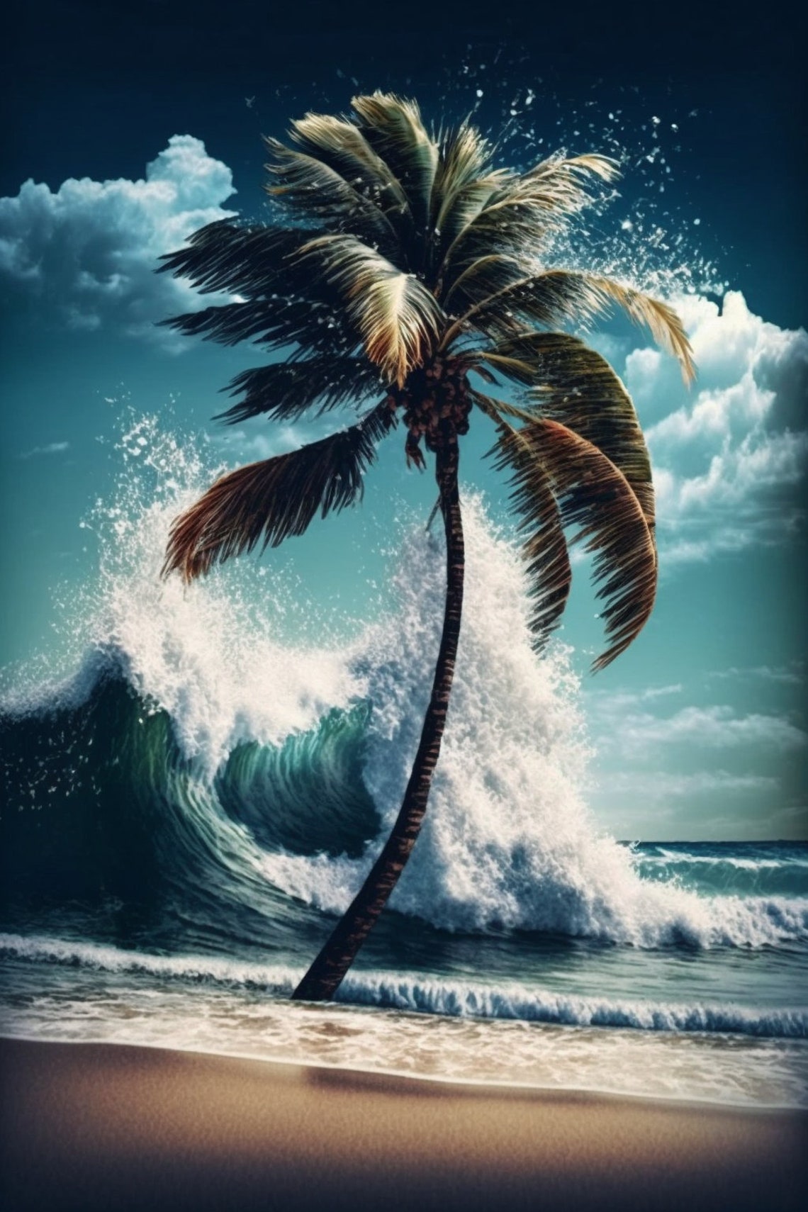 Palm Tree on the Beach Wall Art - Etsy