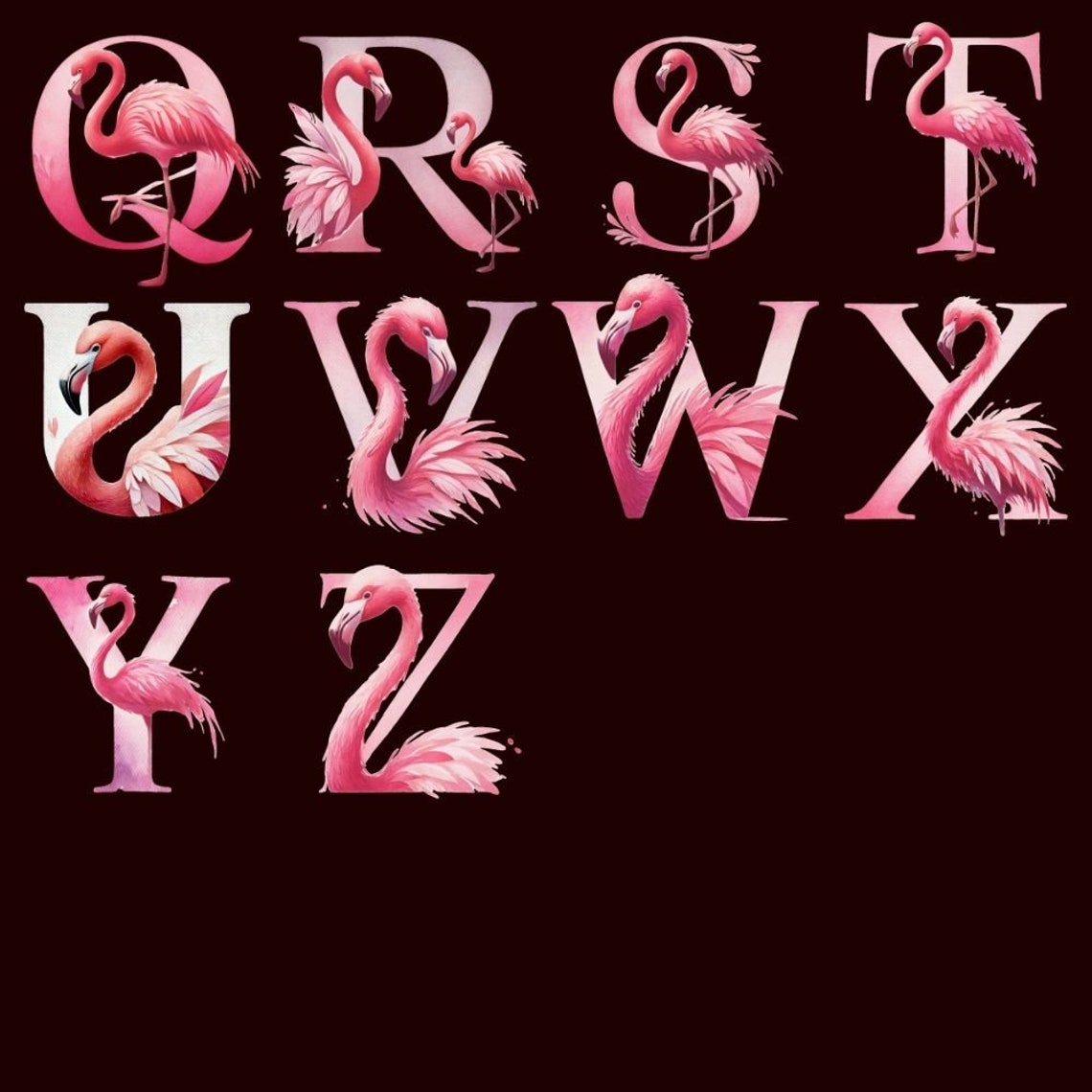 Flamingo Letters PNG Bundle, Flamingo Alphabet PNG Clipart, Flamingo ...