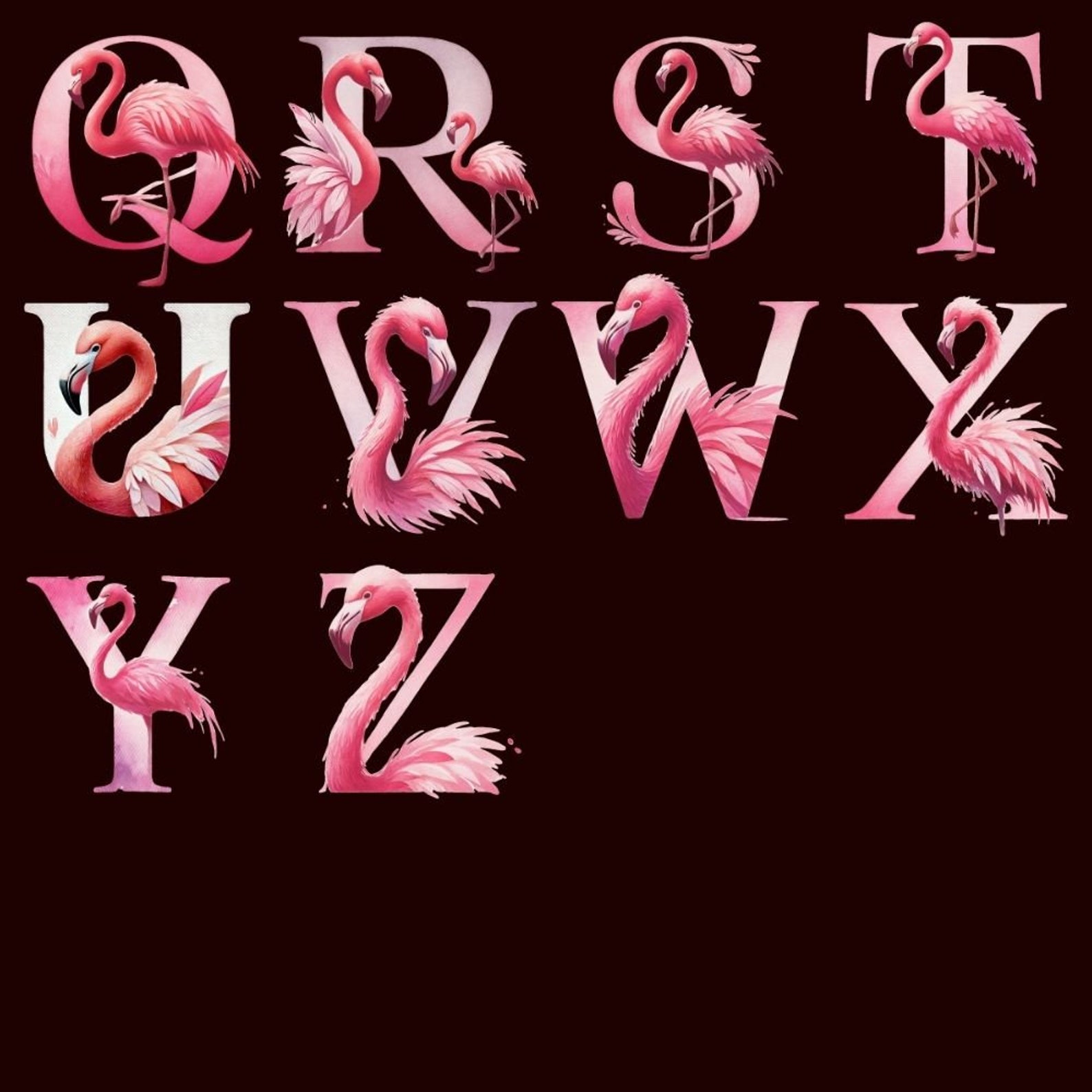 Flamingo Letters PNG Bundle, Flamingo Alphabet PNG Clipart, Flamingo ...
