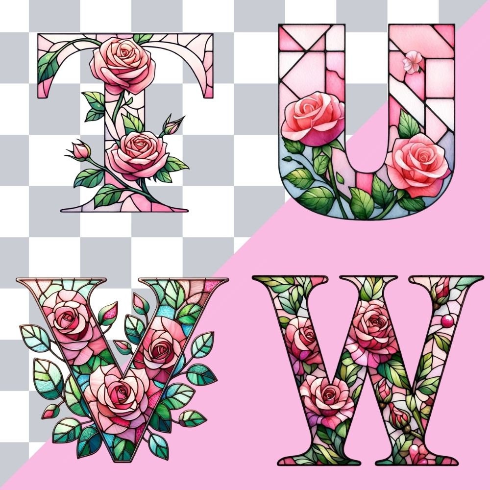 Floral Letters and Numbers PNG Bundle, Floral Alphabet PNG Clipart ...