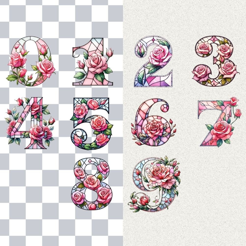 Floral Letters and Numbers PNG Bundle, Floral Alphabet PNG Clipart ...