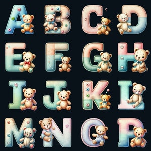 Teddy Bear Letter and Number PNG Bundle, Teddy Bear Alphabet PNG ...