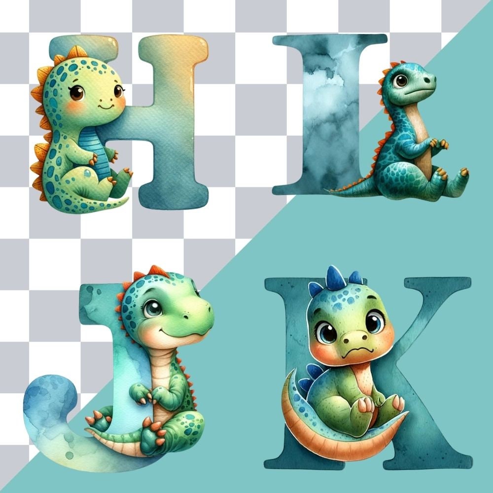 Dinosaur Letters and Number PNG Bundle, Dinosaur Alphabet PNG Clipart ...