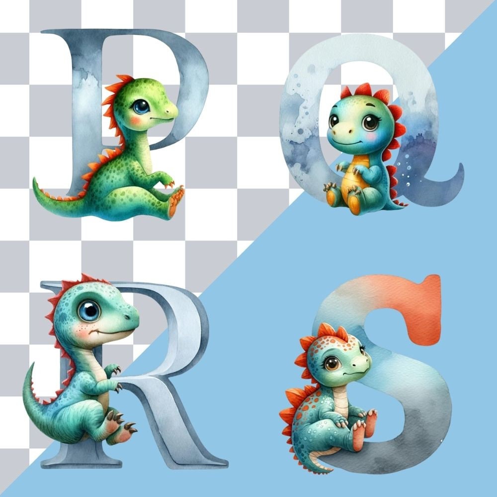 Dinosaur Letters and Number PNG Bundle, Dinosaur Alphabet PNG Clipart ...
