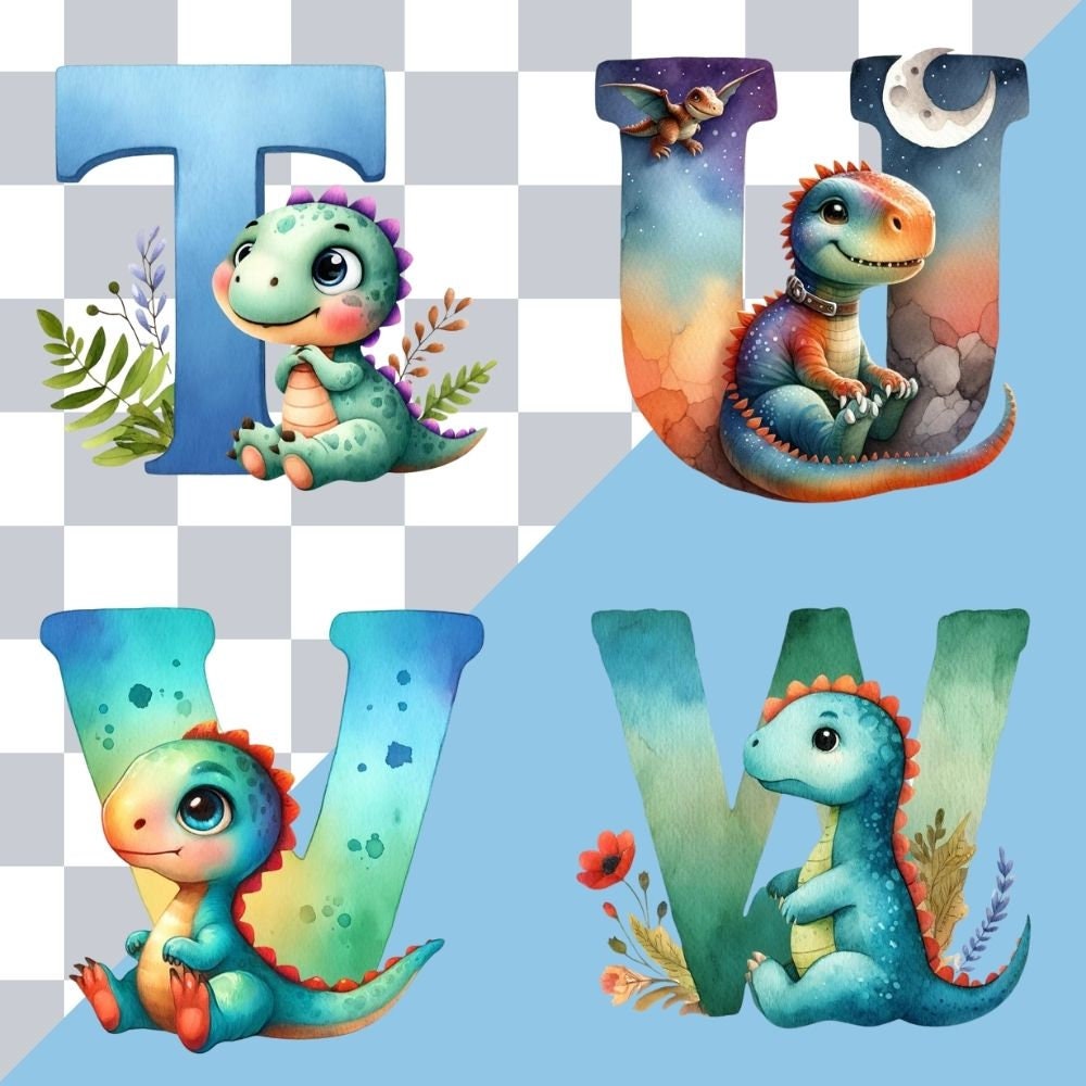 Dinosaur Letters and Number PNG Bundle, Dinosaur Alphabet PNG Clipart ...