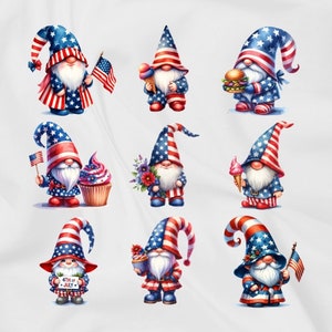 22 PNG 4th of July Gnome Watercolor Clipart , Patriotic Gnome Clipart ...