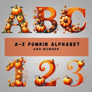 Pumpkin Letter and Number PNG Bundle, Pumpkin Alphabet PNG Clipart ...