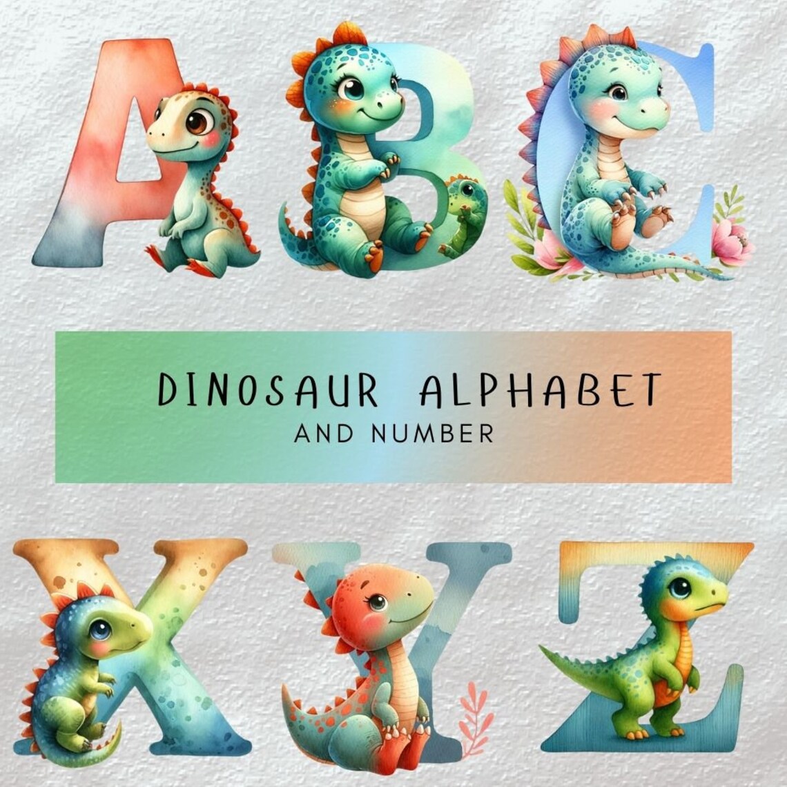 Dinosaur Letters and Number PNG Bundle, Dinosaur Alphabet PNG Clipart ...