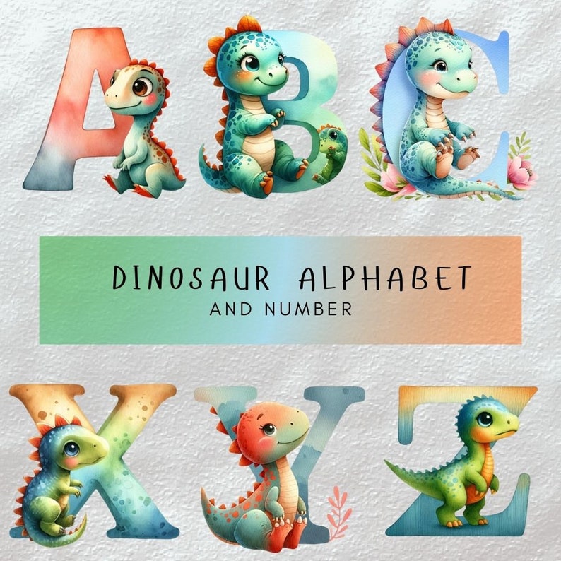 Dinosaur Letters and Number PNG Bundle, Dinosaur Alphabet PNG Clipart ...